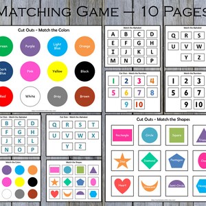 Preschool Binder Busy Book Printable Matching Game for Kids - Etsy