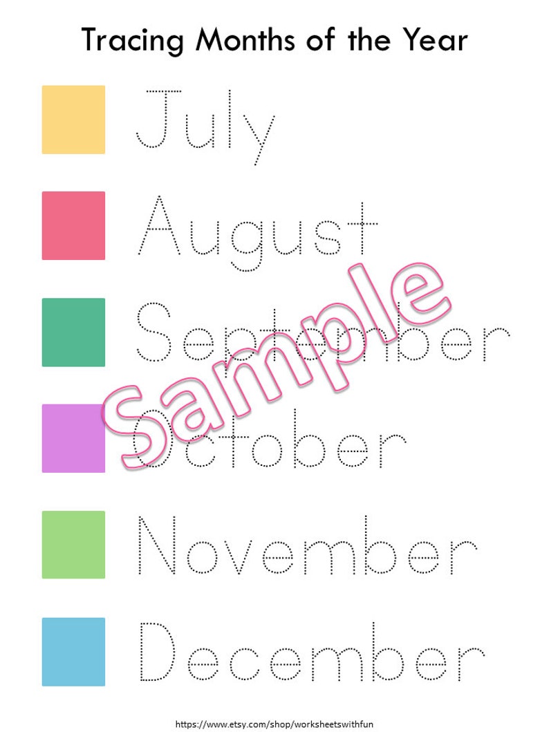 Months of the Year Tracing Worksheets: Preschool Handwriting (PDF ...