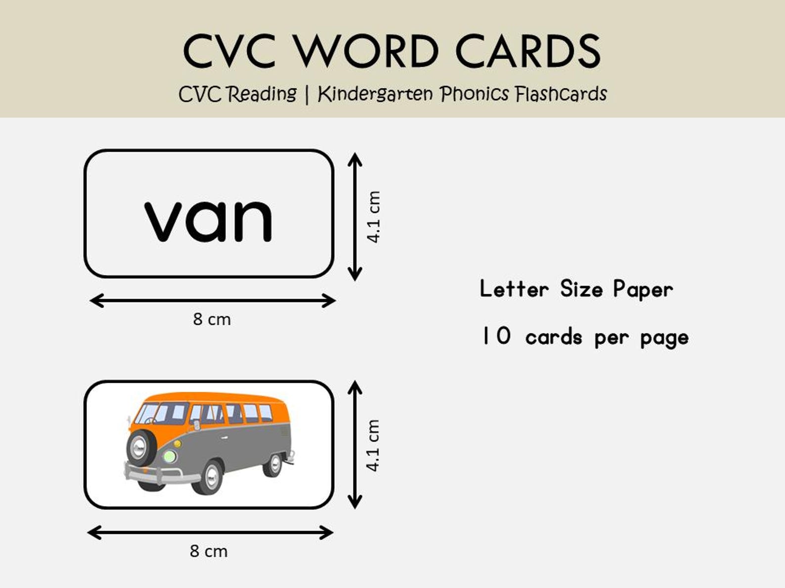 CVC Words Reading Printable | Montessori Phonics Cards | Kindergarten ...