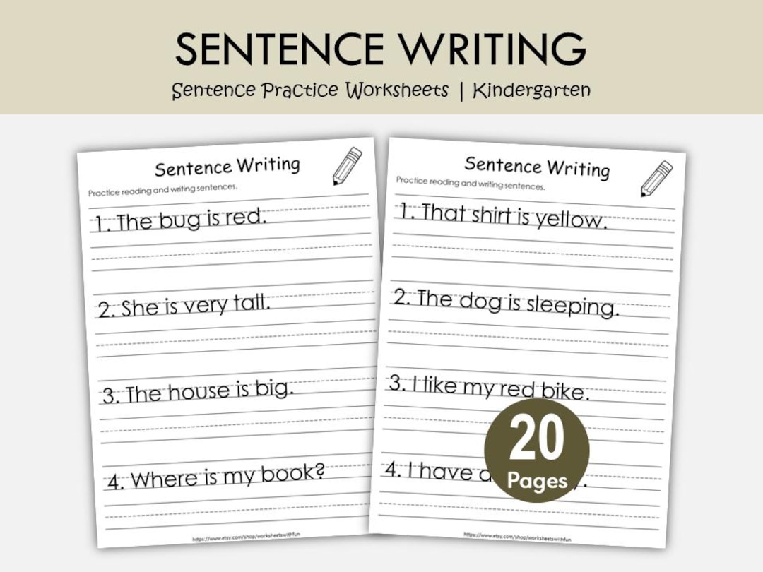 Sentence Writing Worksheets for Kindergarten | Simple Sentences ...