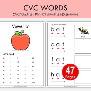 CVC Words Worksheets Printable | Phonics Blending & Segmenting ...