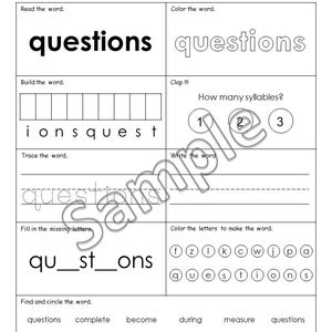 Fry Fourth Hundred Sight Words Worksheets– Read, Trace, Write & Build ...