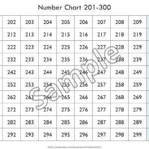 Number Charts 1-1000 Printable: Math Worksheets for Preschool-1st Grade ...