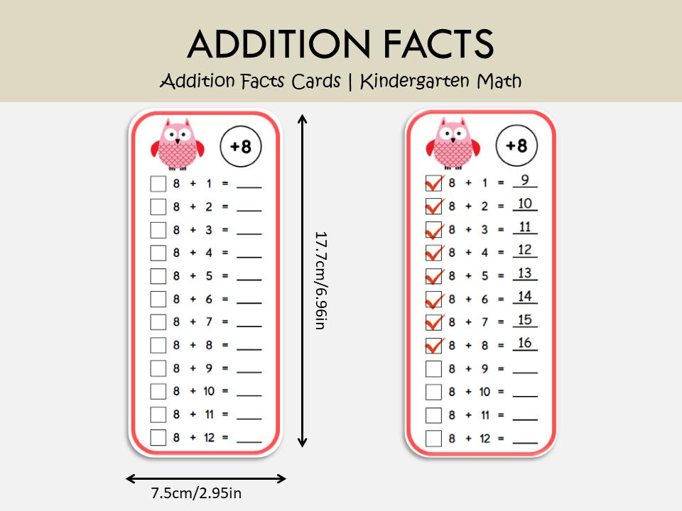 Printable Addition Facts Cards for Kids | Kindergarten Math Flashcards ...