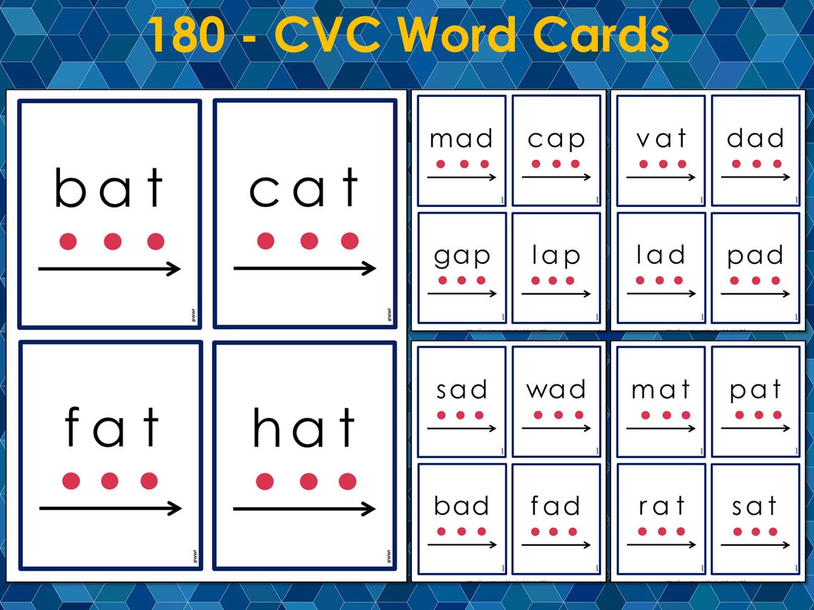 CVC Words Flash Cards Printable CVC Flashcards Learn to - Etsy CVC Words Flash Cards Printable CVC Flashcards Learn to - Etsy