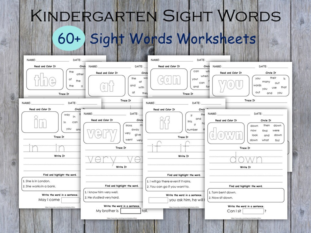 Kindergarten Sight Words Worksheets, Sight Word Practice, Learn to Read ...