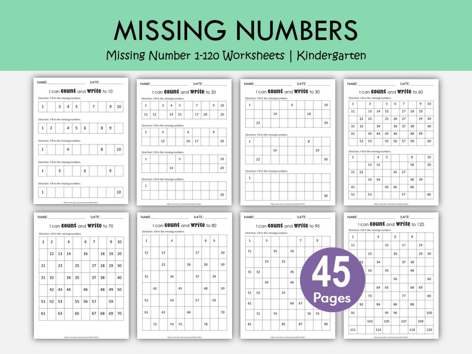 Missing Numbers 1-120 Worksheets Printable, Number Sequencing ...