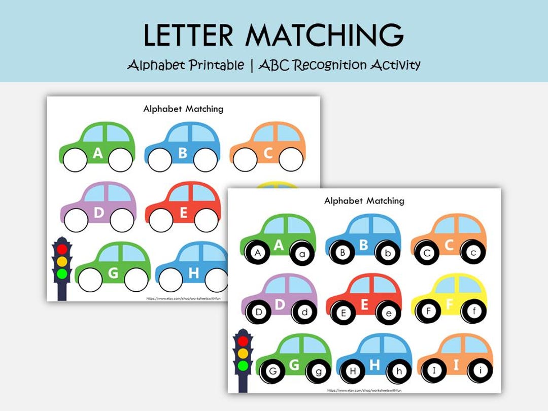 Alphabet Letter Matching Cars Printable, Uppercase Lowercase Match, ABC ...