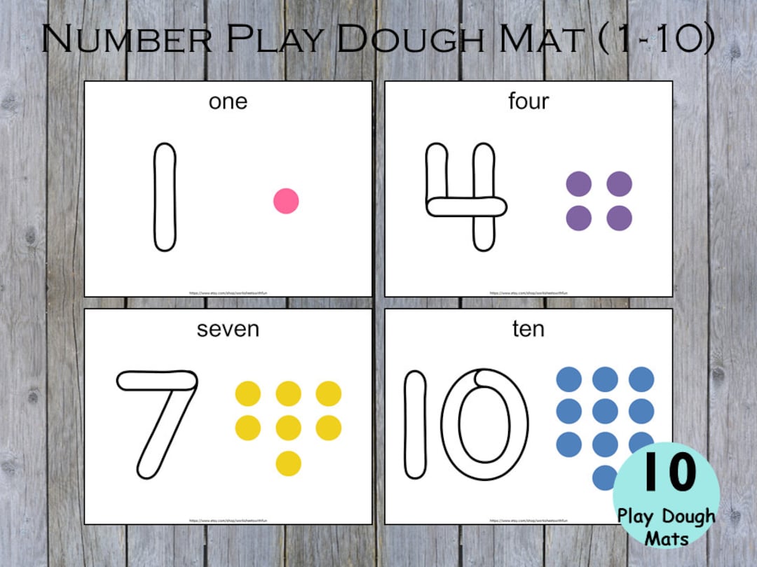 Numbers 1-10 Play Dough Mats Printable for Toddlers, Number of the Day ...