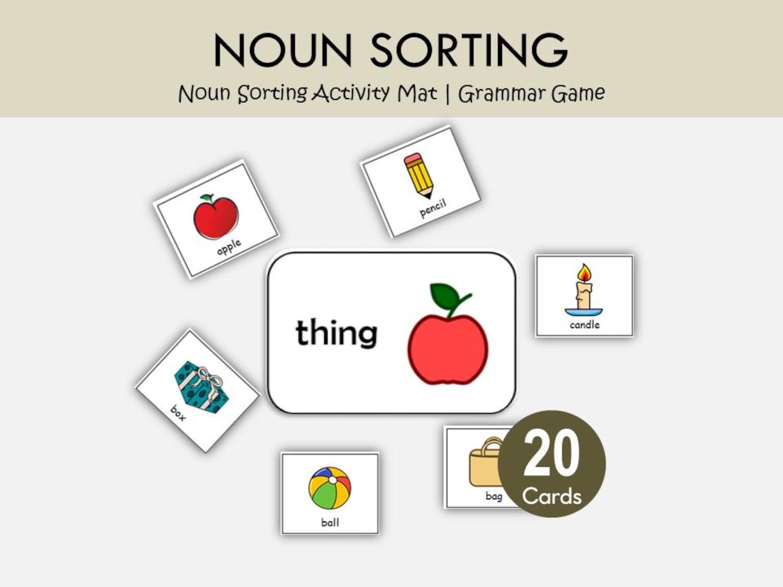 Noun Sorting Activity Mat Printable | Person Place Animal Thing ...