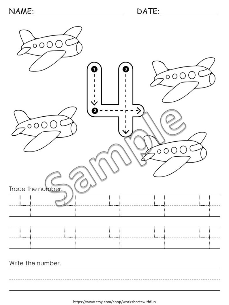 20 Number Tracing Worksheets, Preschool Handwriting Practice Printable ...