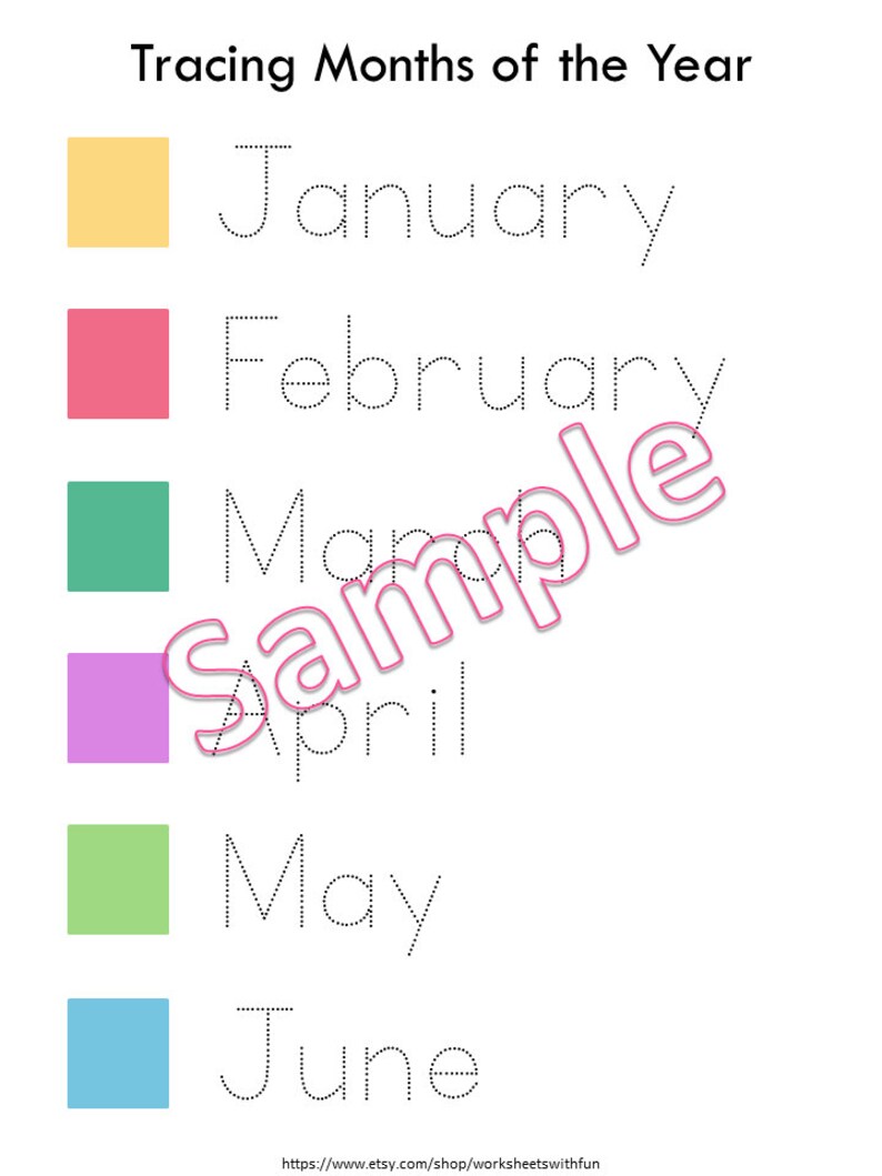 Months of the Year Tracing Worksheets: Preschool Handwriting (PDF ...