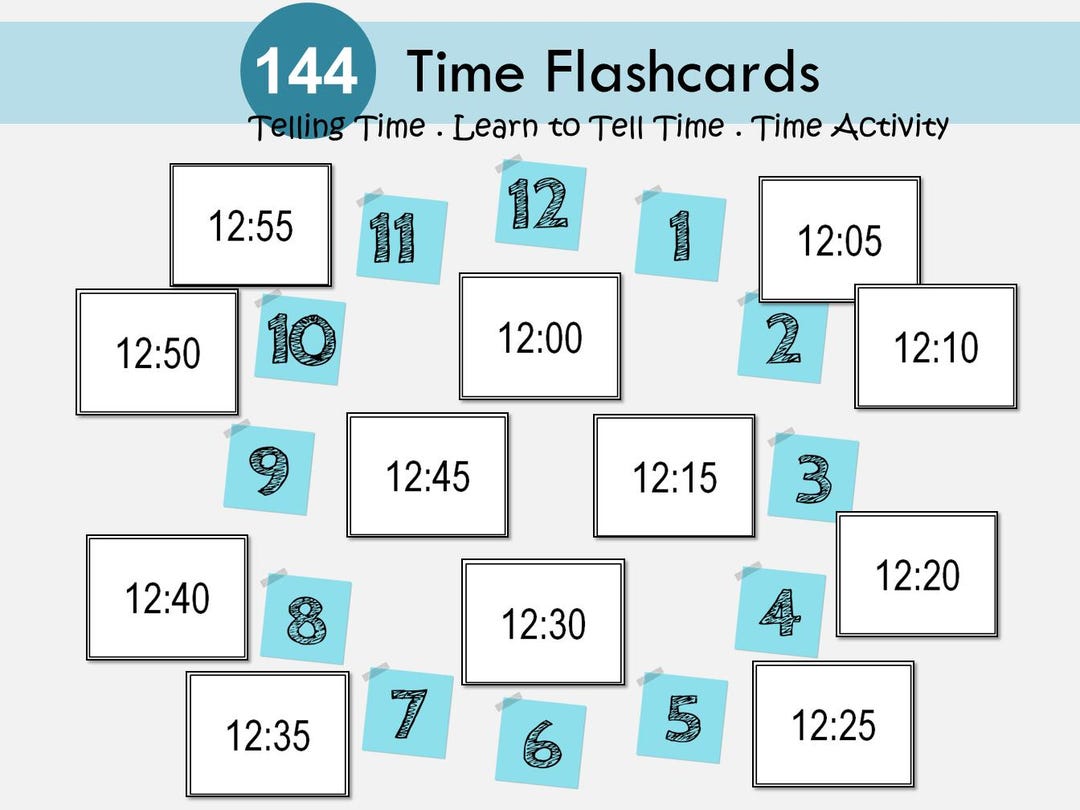Time Flashcards: Telling Time Activity (144 Cards) (digital Download ...