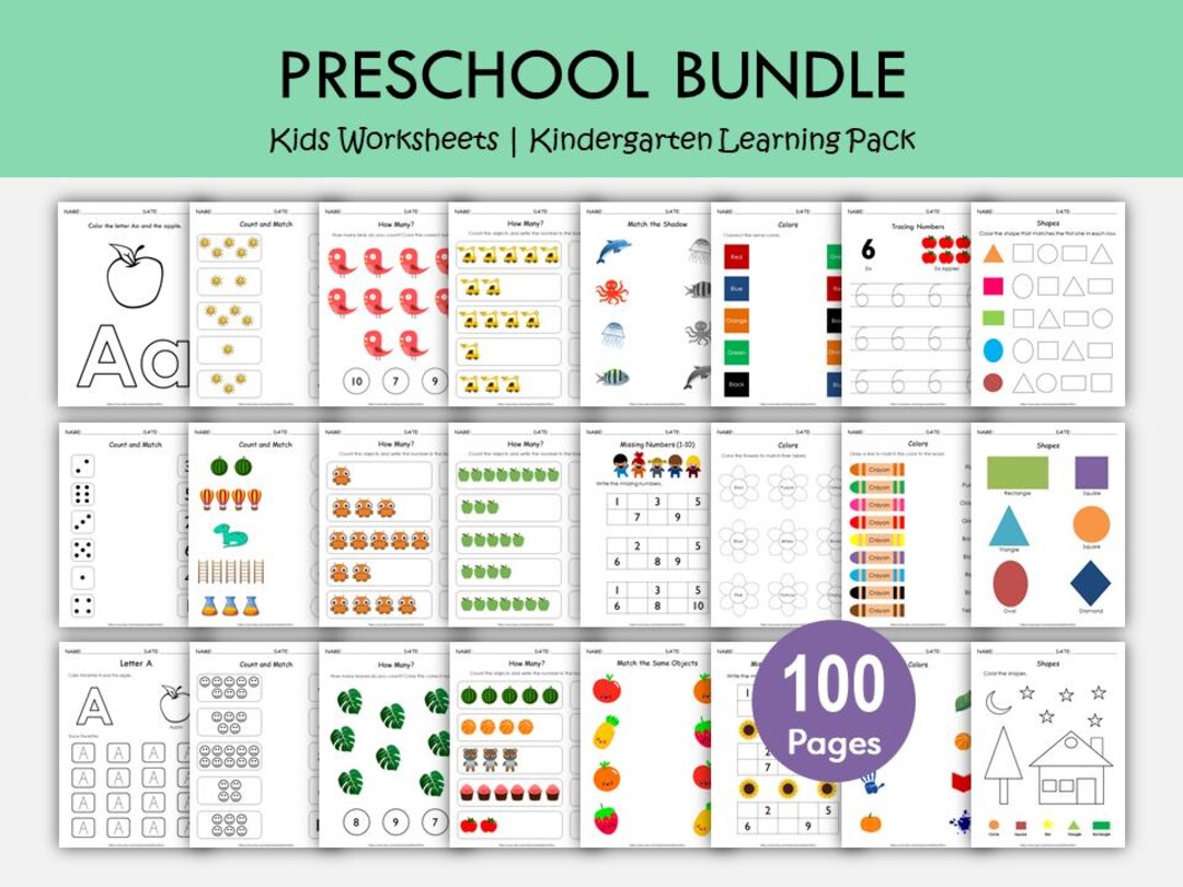 Preschool Worksheets Bundle Printable, Alphabet Tracing A–Z, Numbers 1 ...