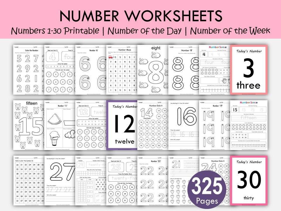 Numbers 1–30 Worksheets | Preschool & Kindergarten Math Printable - Etsy