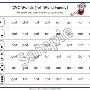25 Roll a Die and Read CVC Words Printable | Reading Fluency | Fun ...