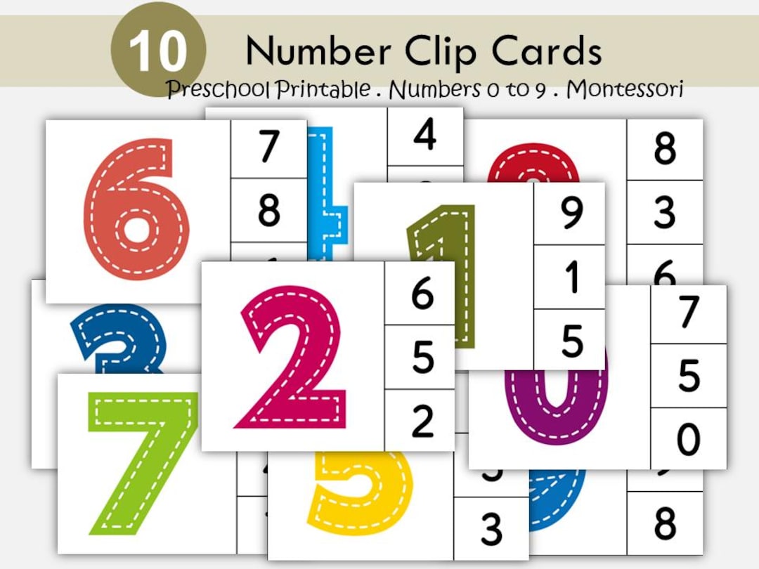 Number Clip Cards, 0-9 Number Flashcards, Number Cards, Number ...