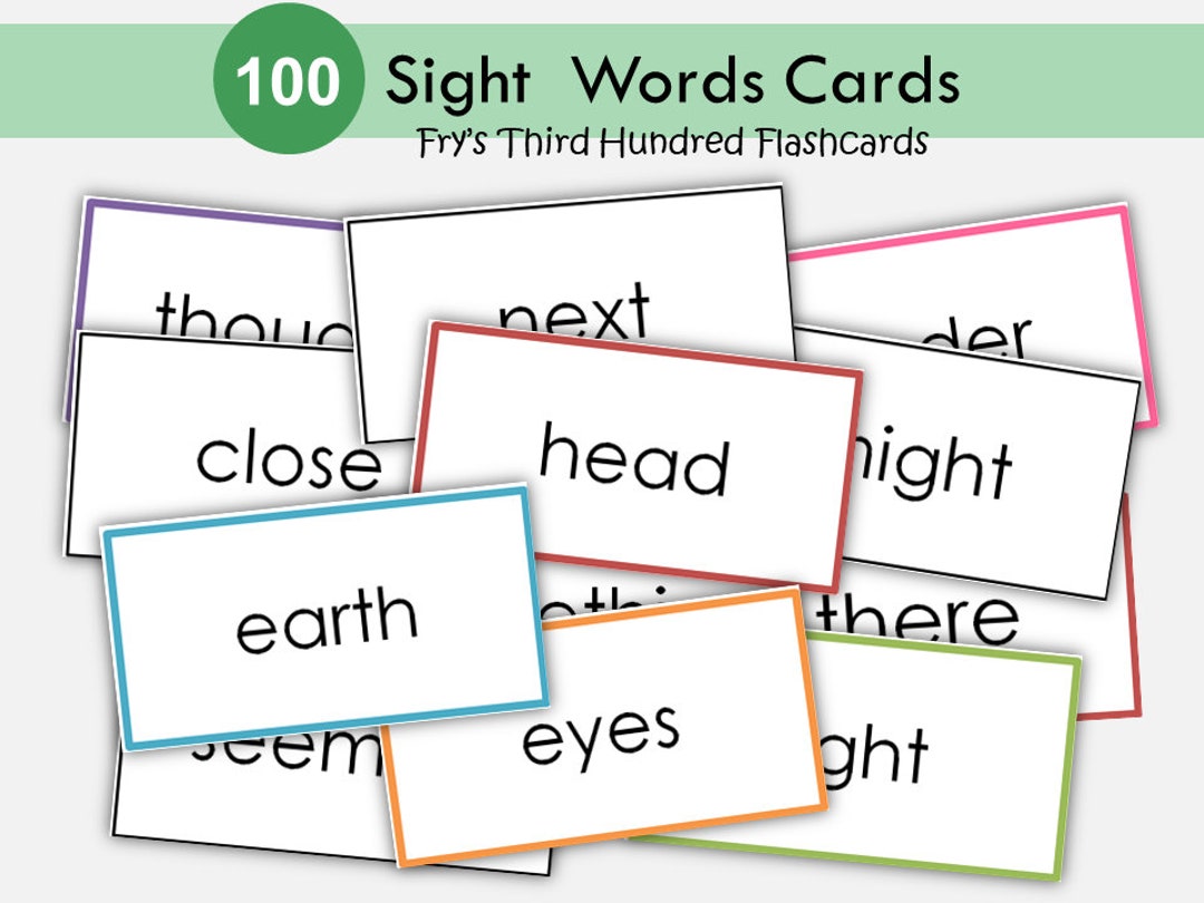 Fry Third 100 Sight Word Flashcards Printable, High Frequency Words ...