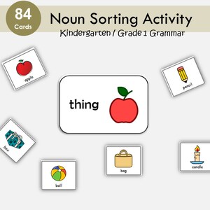 Noun Sorting, Nouns Flashcards, Matching and Grouping Activity, Noun ...