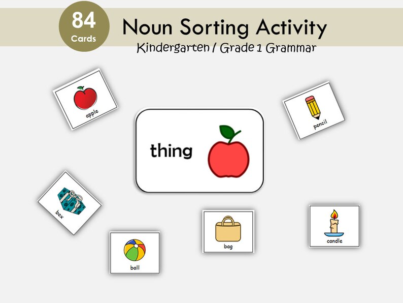 Noun Sorting, Nouns Flashcards, Matching and Grouping Activity, Noun ...
