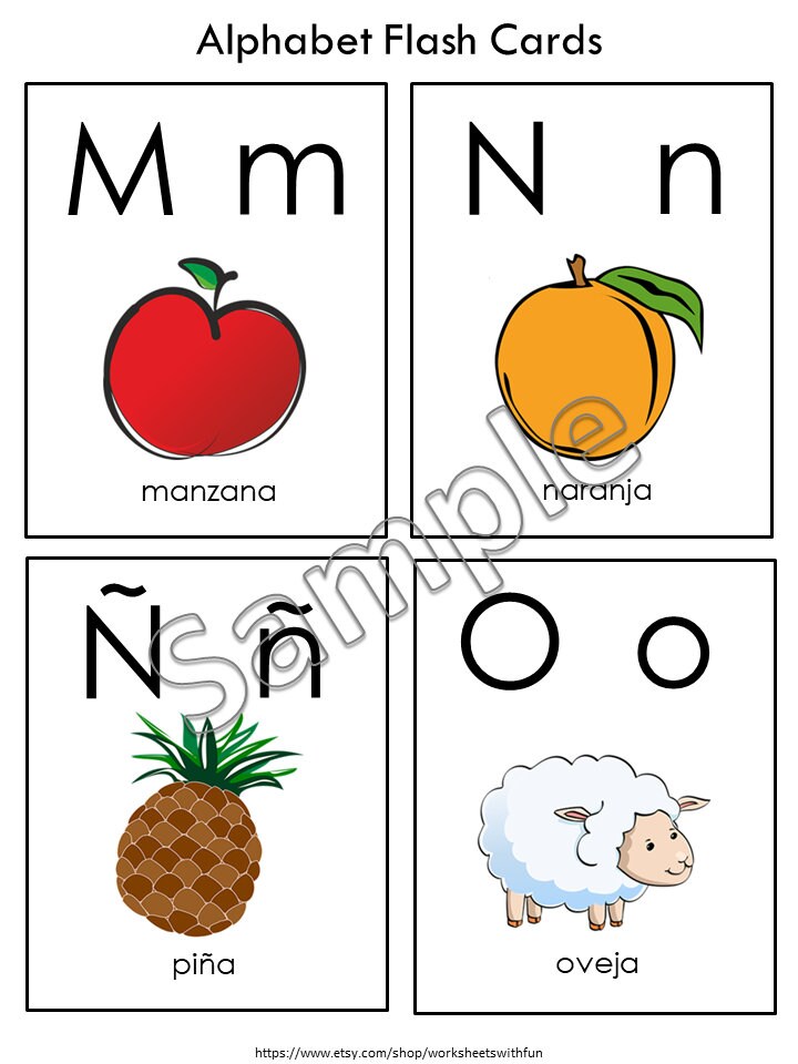 Spanish Alphabet Flashcards: A-Z Printable for Toddlers (PDF) - Etsy