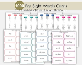 1000 Sight Words Flash Cards | Fry's First High Frequency Words ...