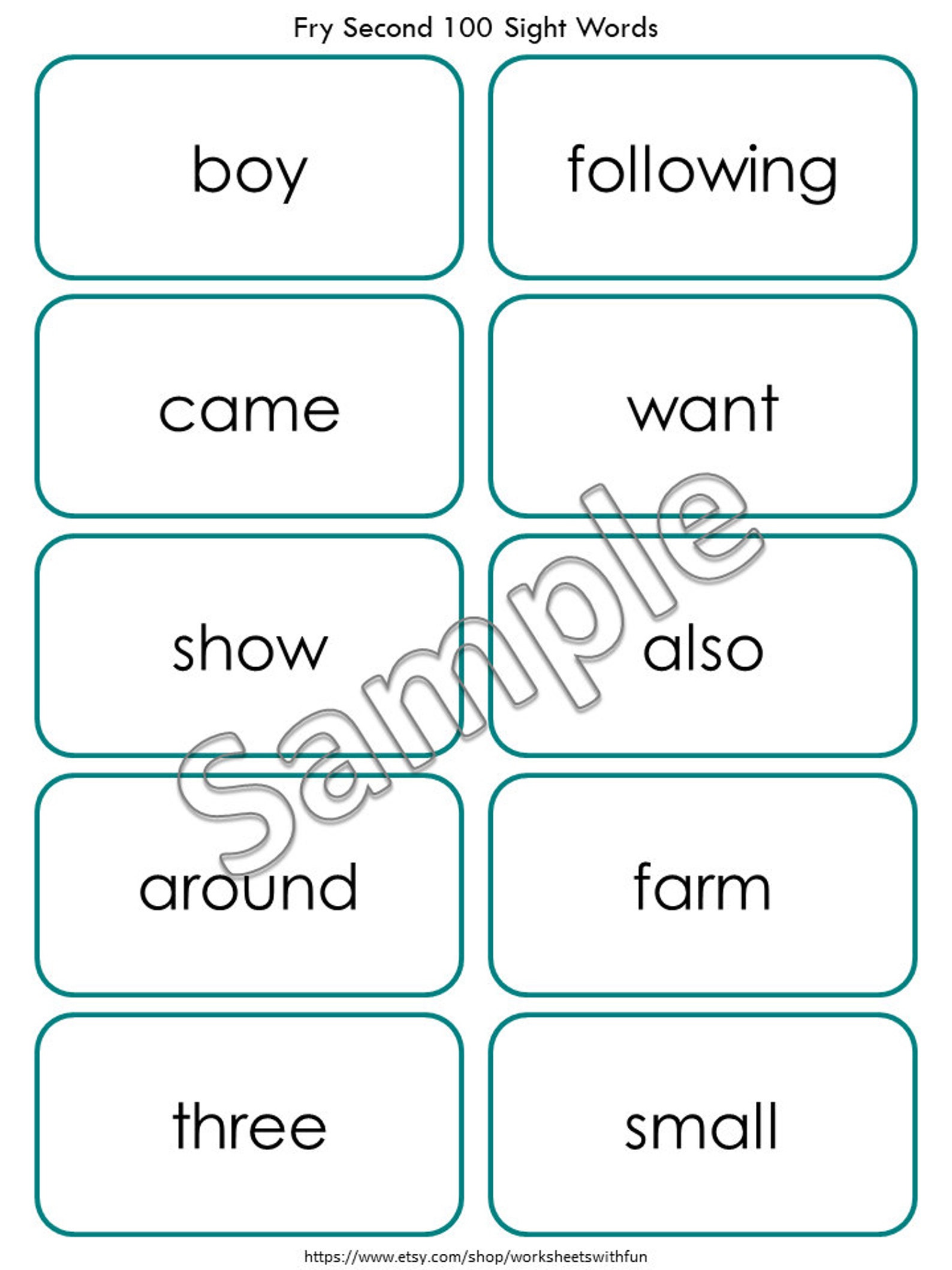 Fry Second Hundred Sight Words Flashcards: Homeschool Printable ...