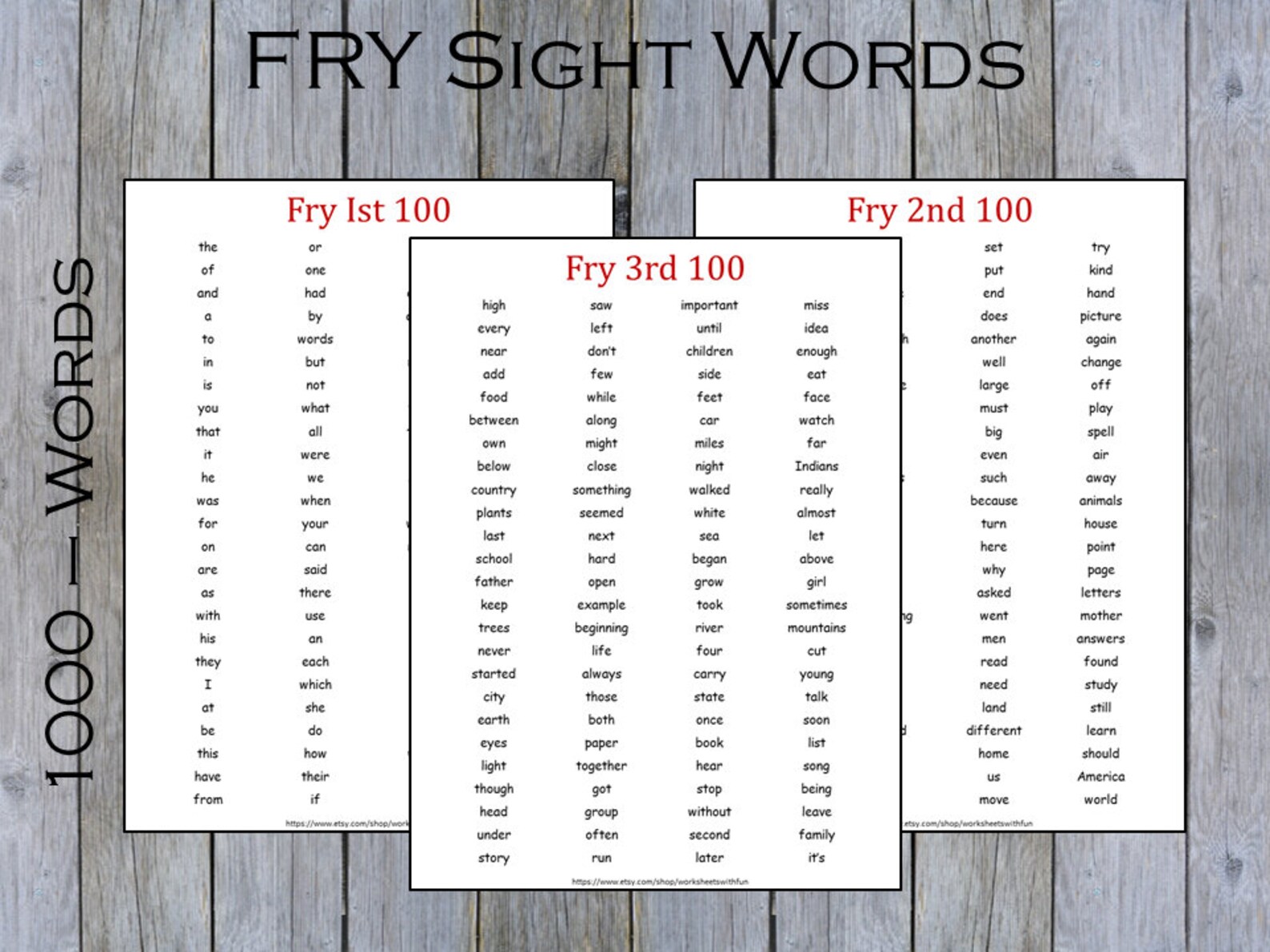 1000 High Frequency Words Fry Sight Words Printable - Etsy 1000 High Frequency Words Fry Sight Words Printable - Etsy