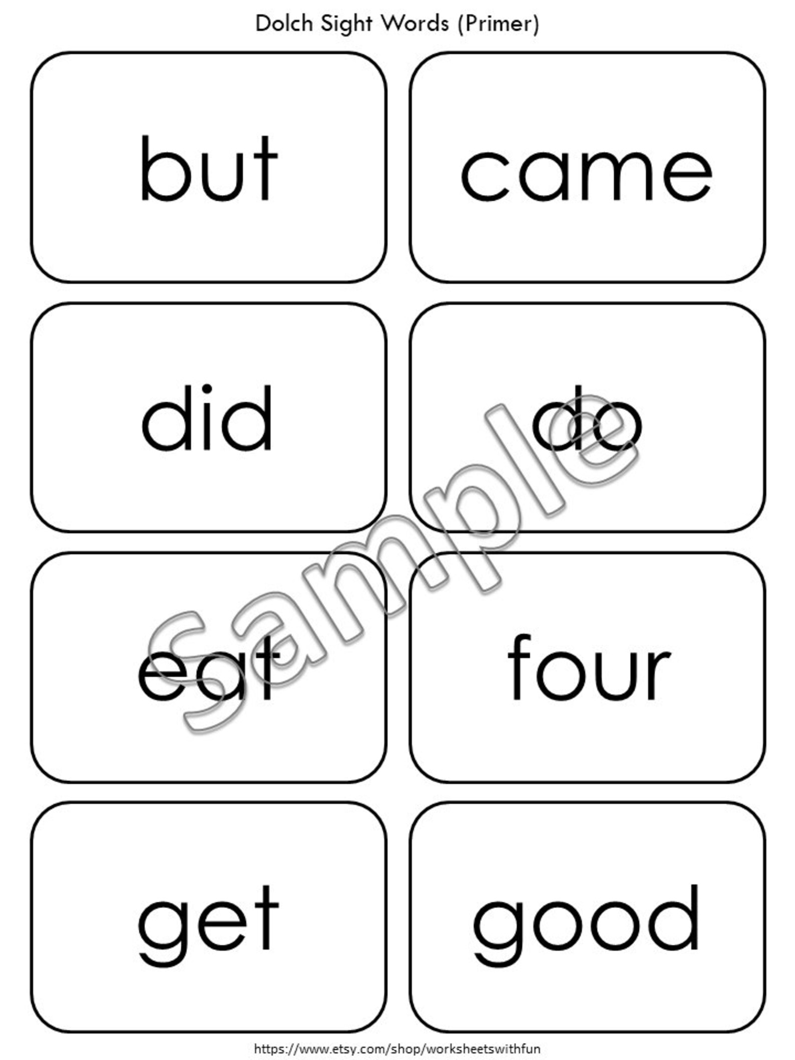 Dolch Sight Word Flashcards: Primer Level 2 (digital Download) - Etsy