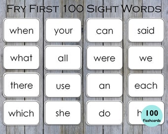 Fry Second 100 Sight Words Flashcards Fry 101-200 Printable - Etsy