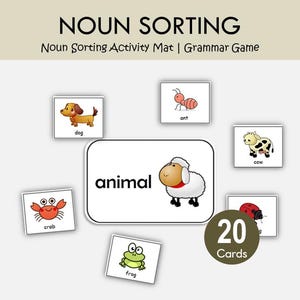 Noun Sorting Activity Mat Printable | Person Place Animal Thing ...