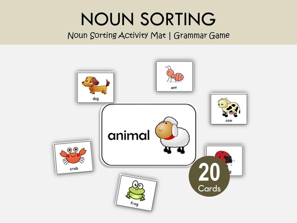 Noun Sorting Activity Mat Printable | Person Place Animal Thing ...