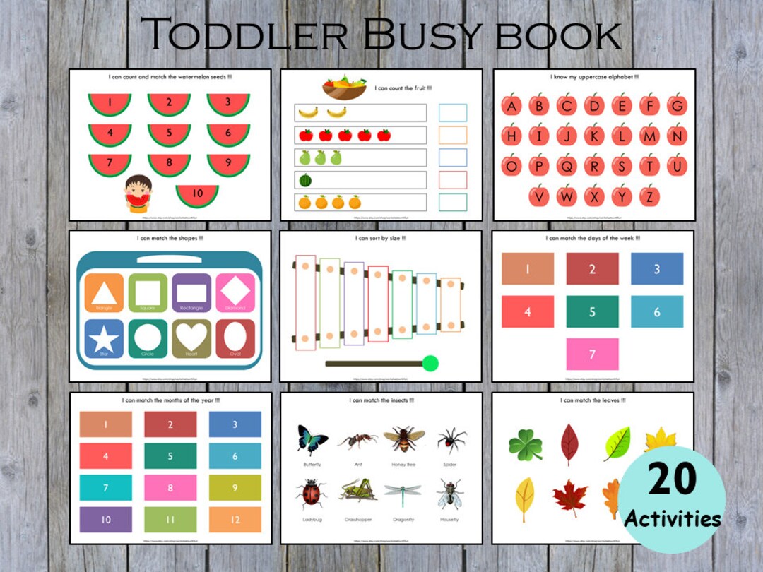 Toddler Busy Book Printable Worksheets, Preschool First Learning Binder ...