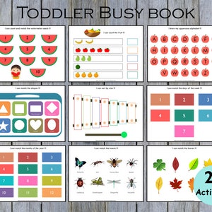 Toddler Busy Book Printable Worksheets, Preschool First Learning Binder ...