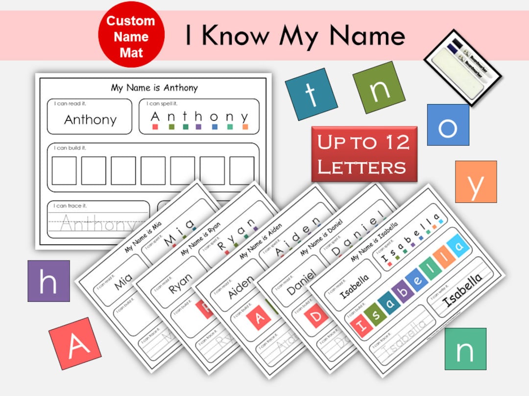 Dry Erase Name Tracing Practice Mat for Preschool, Kindergarten ...