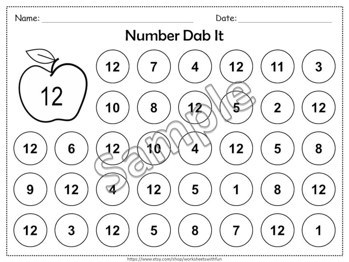 Number Dab It Worksheets 1-20, Number Recognition Activity, Preschool ...