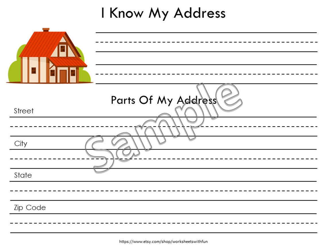 Personal Information Worksheet for Kids | Name Address Phone Number ...