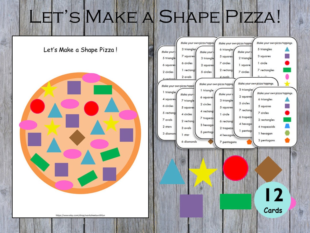 Preschool Shapes Worksheets Printable Pizza Activity Shapes - Etsy
