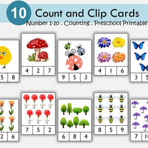 Number Clip Cards: Preschool Counting Activity (PDF Printable) - Etsy