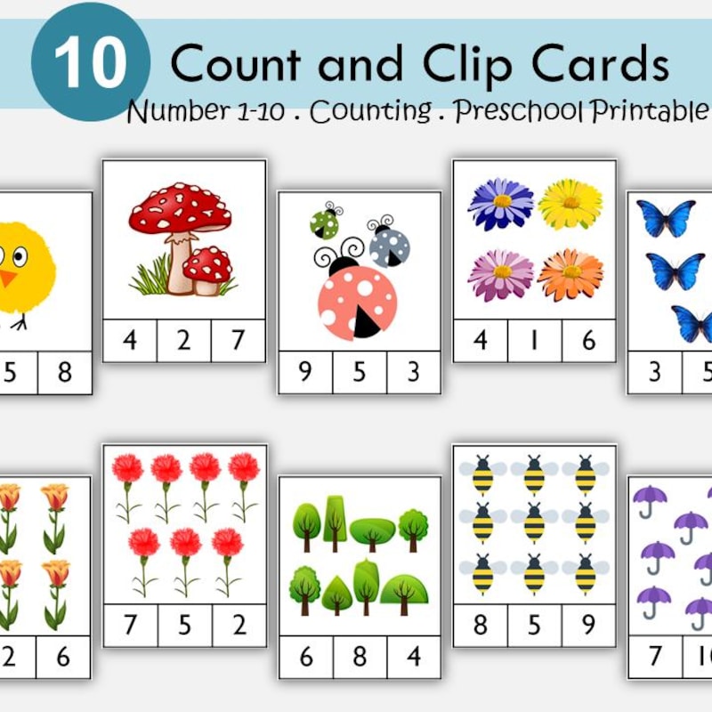 Count and Clip Cards - Etsy