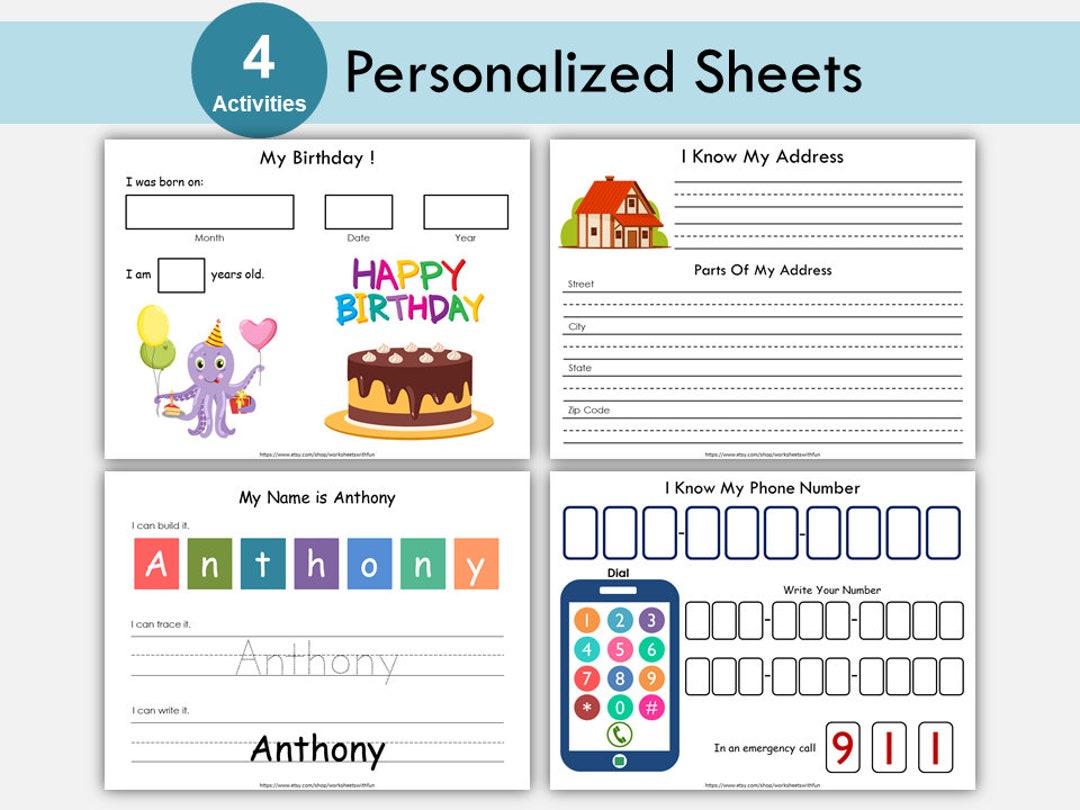 Personalized Life Skills Practice Sheets: Toddler Learning Binder ...