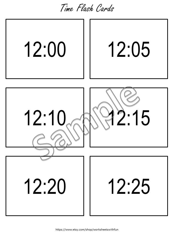 Printable Time Cards for Kids, Telling Time Flashcards, Clock Learning ...