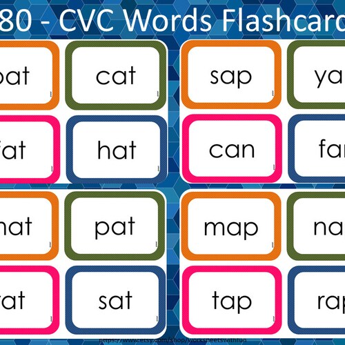 CVC Words Flash Cards Printable CVC Flashcards Learn to - Etsy