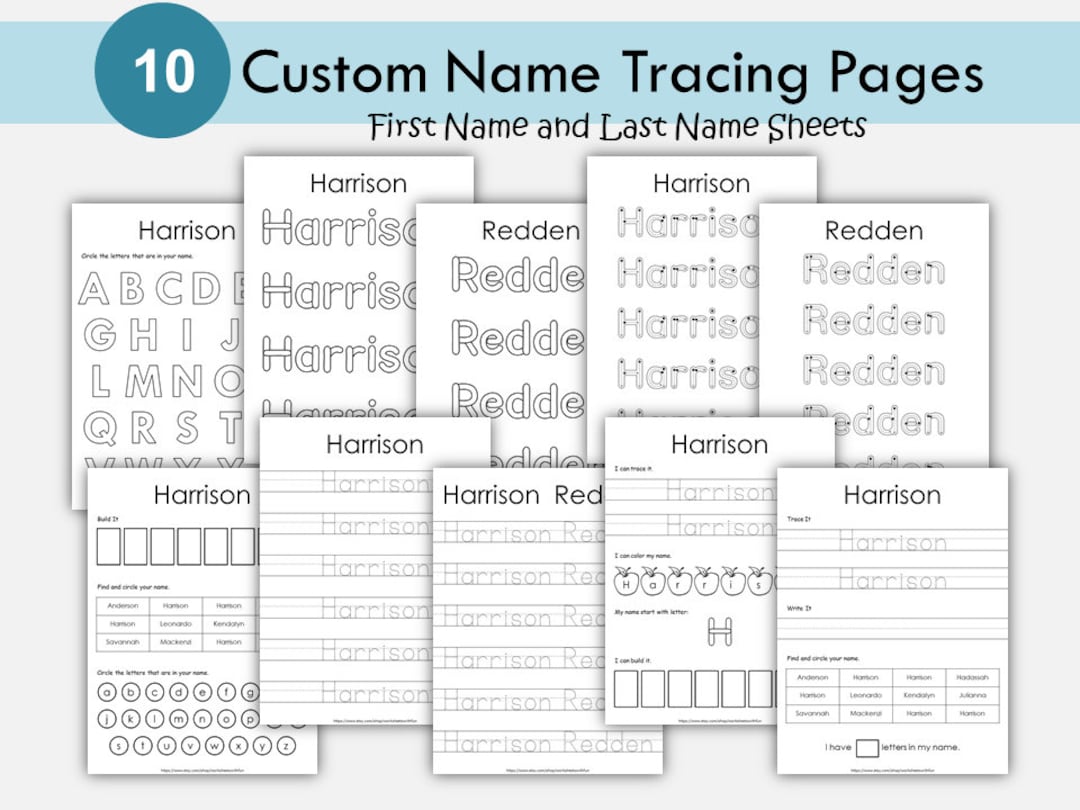10 Custom Name Tracing Pages, Personalized Name Trace, Custom Name ...