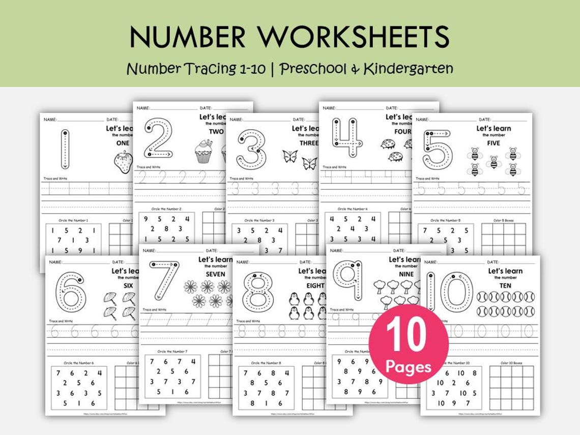 Number Tracing Worksheets 1–10 Printable | Preschool Math & Counting ...