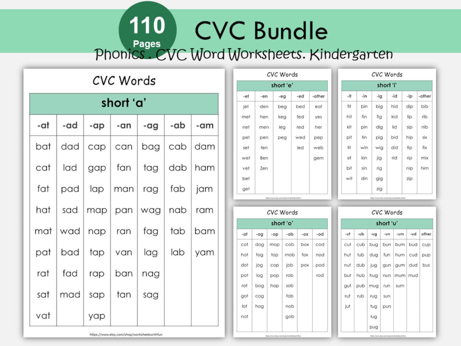 CVC Words Literacy Learning Pack: Kindergarten Phonics (digital ...