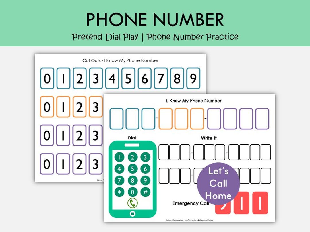 Phone Number Practice Worksheet for Kids Printable | Preschool ...