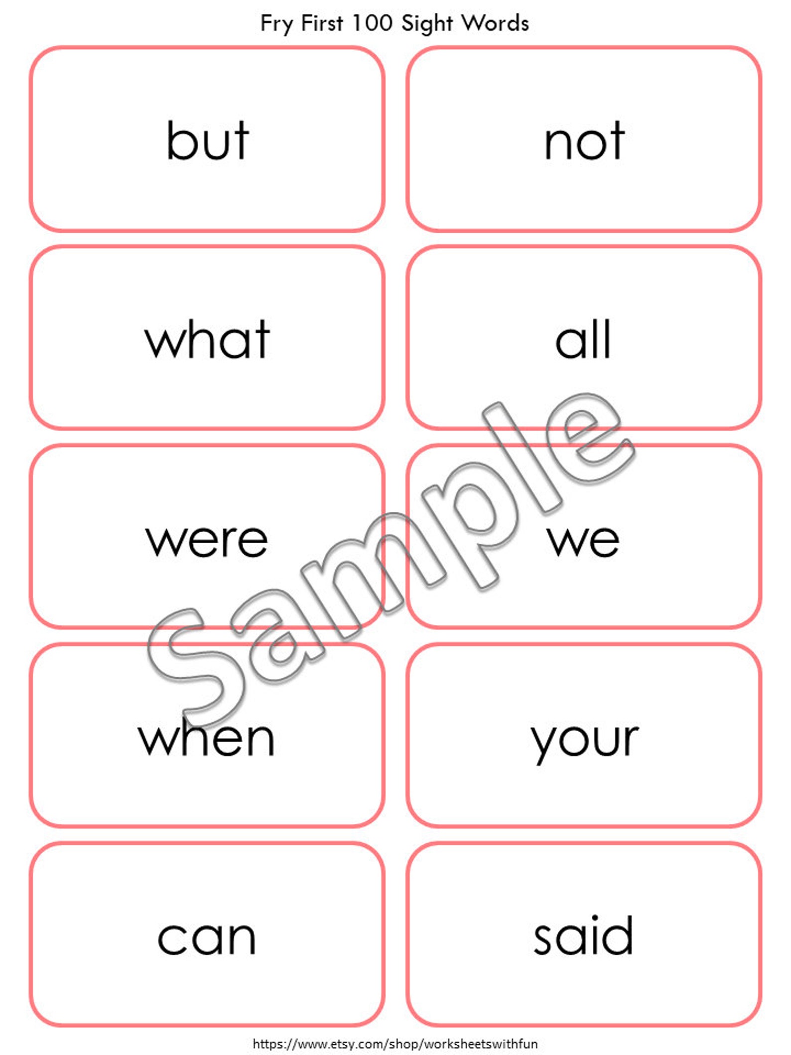 1000 Fry Sight Words Flashcards Printable, High Frequency Word Cards ...