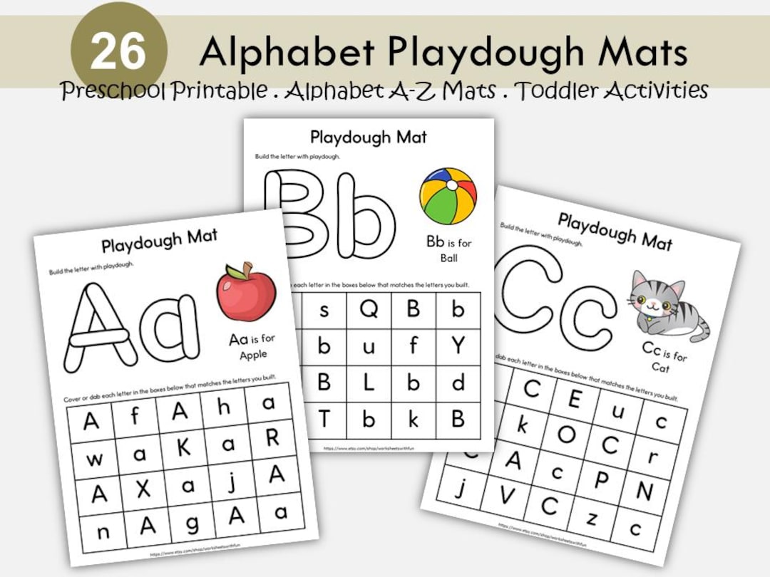 Alphabet Play Dough Mats: A-Z Letter Tracing, Preschool Printable (PDF ...