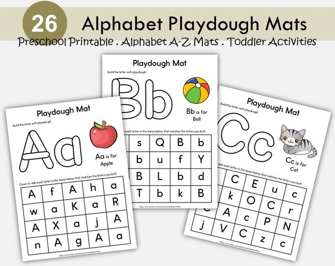 Printable Alphabet Play Dough Mats - Playdoh Mats for Toddlers ...